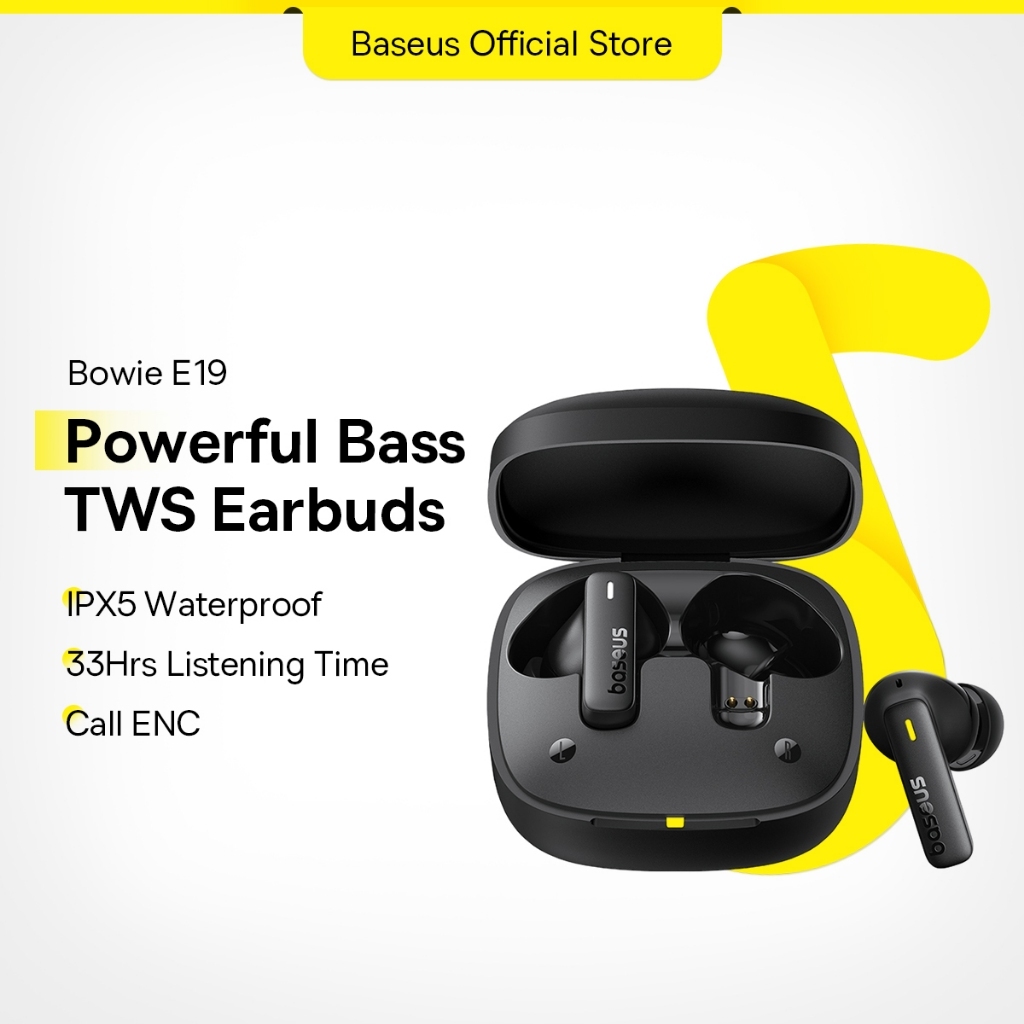 Baseus E19 Wireless Earphones 12mm Drivers With Big Bass Bluetooth 5.3 33H IPX5 Waterproof ...