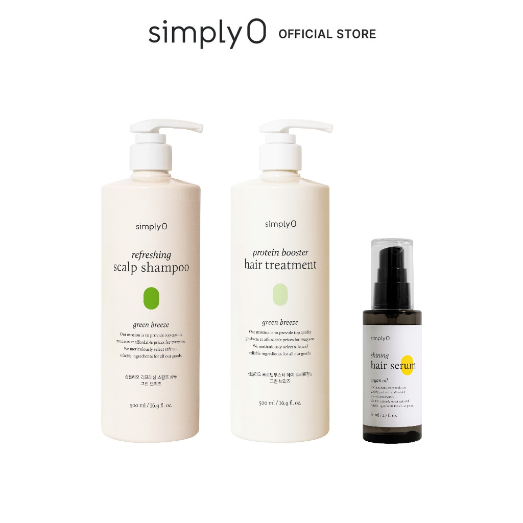 Refreshing scalp shampoo (green breeze) 500ml + Protein Booster (green ...