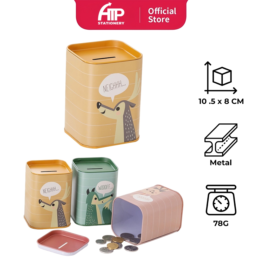 Deli Piggy Bank Square Cute Cartoon Design Organize Loose Change Cute ...
