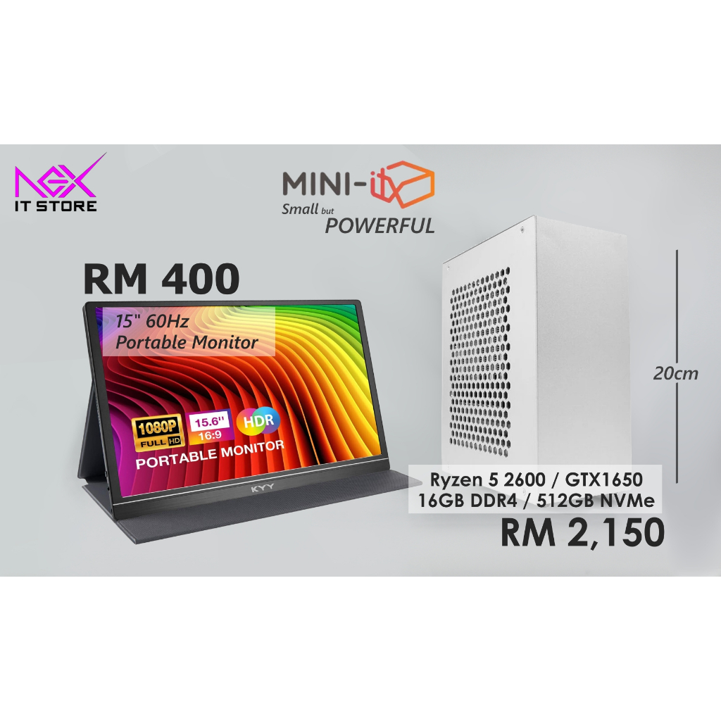 MINI ITX INTEL RYZEN 5 2600 5500 GTX 1650 RX5700 BAJET GAMING STREAMING ...