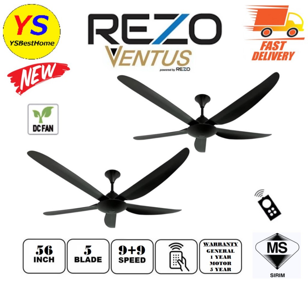 Rezo ceiling fan DC MOTOR (56") VENTUS MY56DC / REZO Ceiling Fan MY56 ...