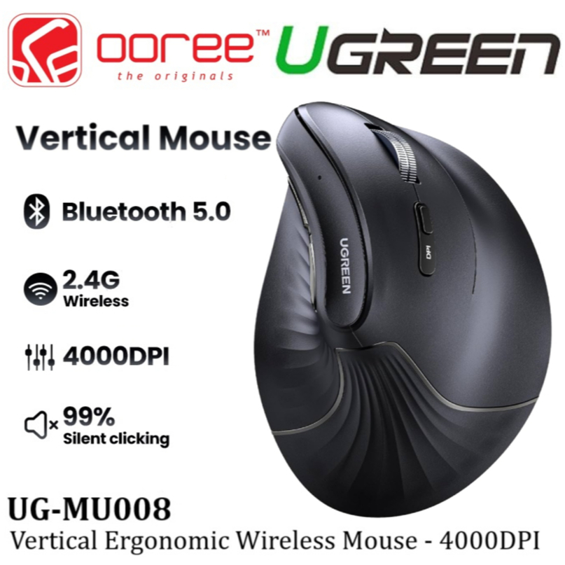 UGREEN MU008 VERTICAL ERGONOMIC WIRELES MOUSE WITH 4000DPI / SILENT ...