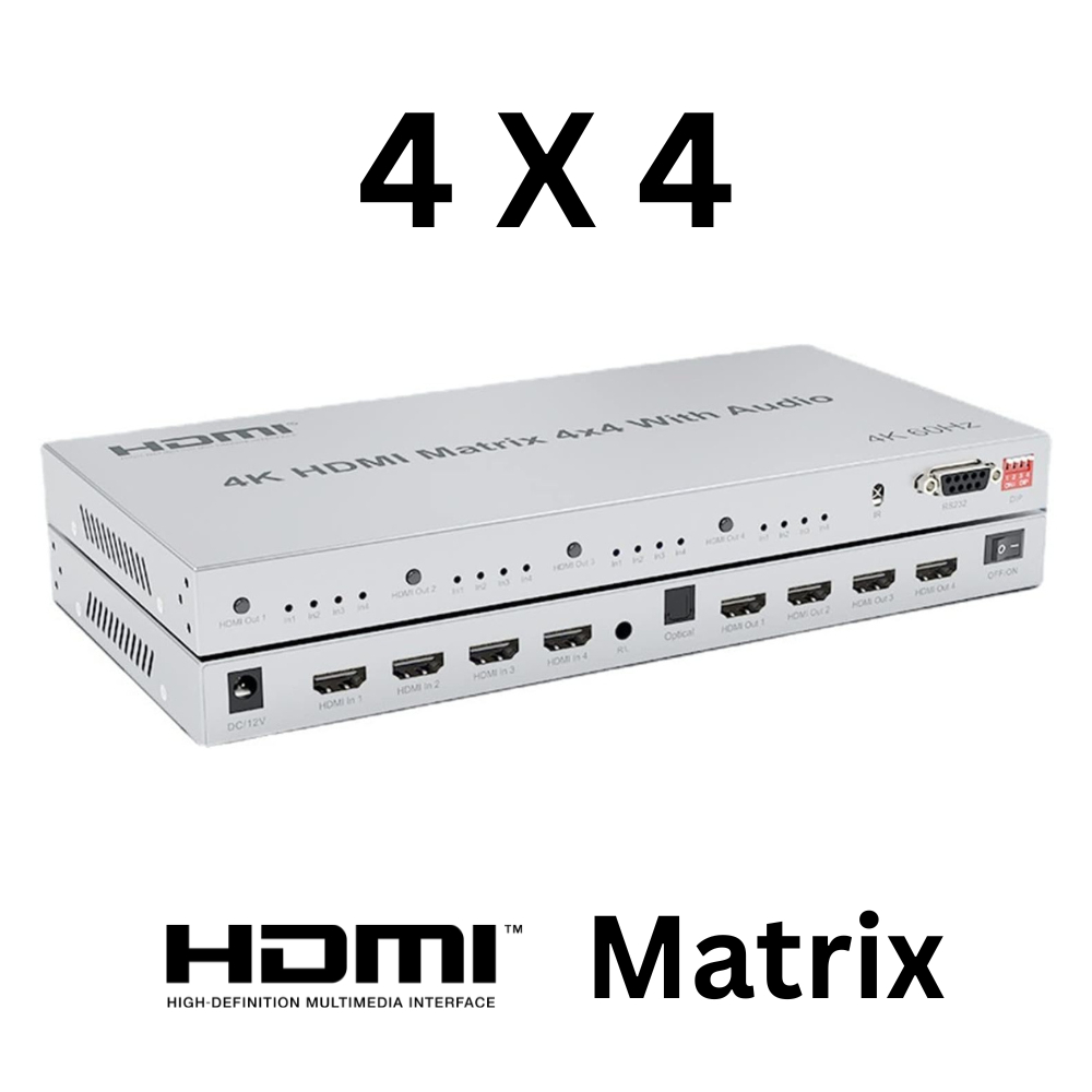 【COMMERCIAL USE】 2.0V HDMI MATRIX 4X4 (4K/60Hz) (4 in 4 out) SWITCHER ...