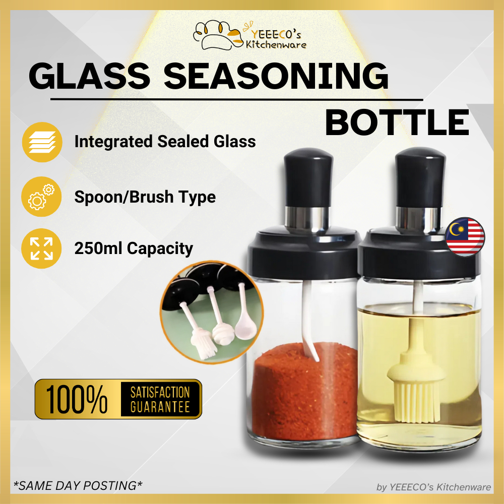 250ML Condiment Jar Kitchen Spice Integrated Sealed Glass Seasoning ...