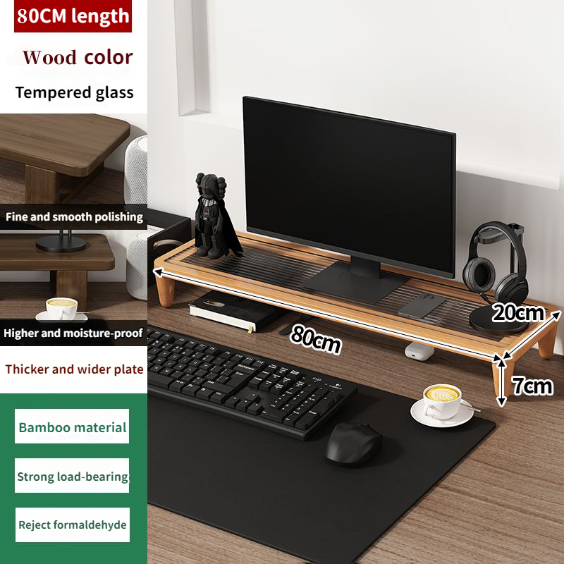 Monitor Stand Extended Width Wooden Universal Monitor Riser and Laptop ...