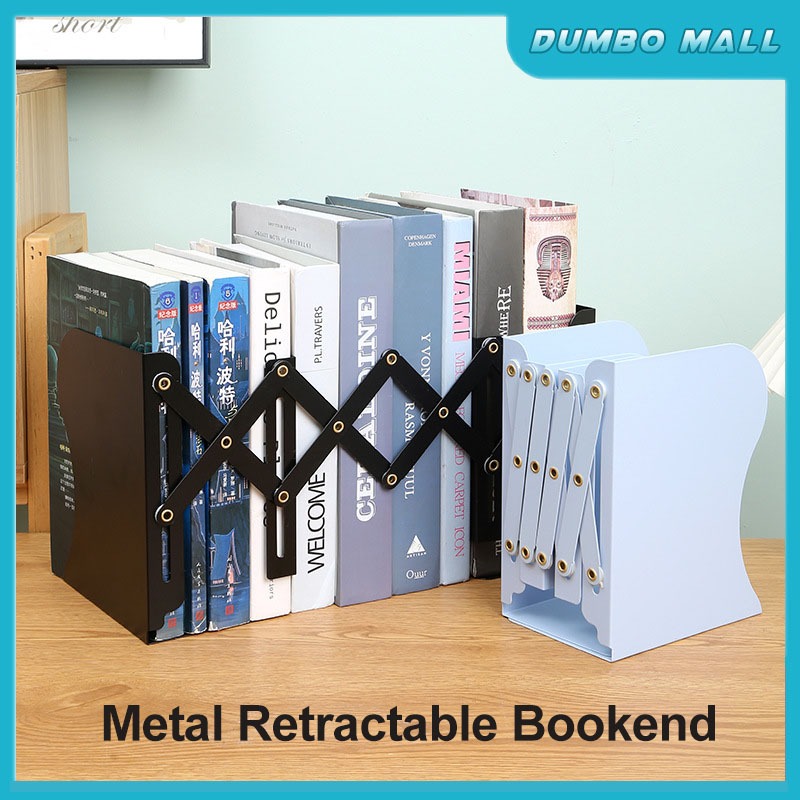Retractable Bookend Metal Books Stand Desktop Book Rack Adjustable ...