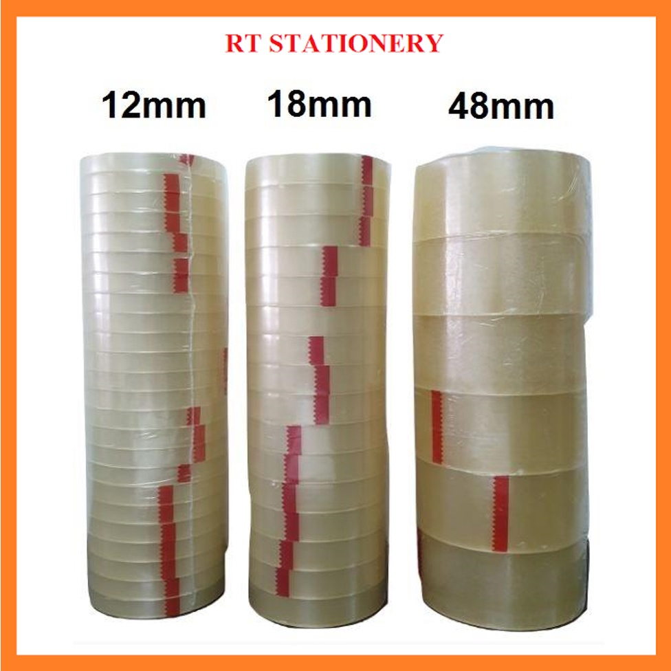 Transparent OPP tape 12mm X 40y/ 18mm X 40y/ 24mm X 40y/ 48mm X 40y ...