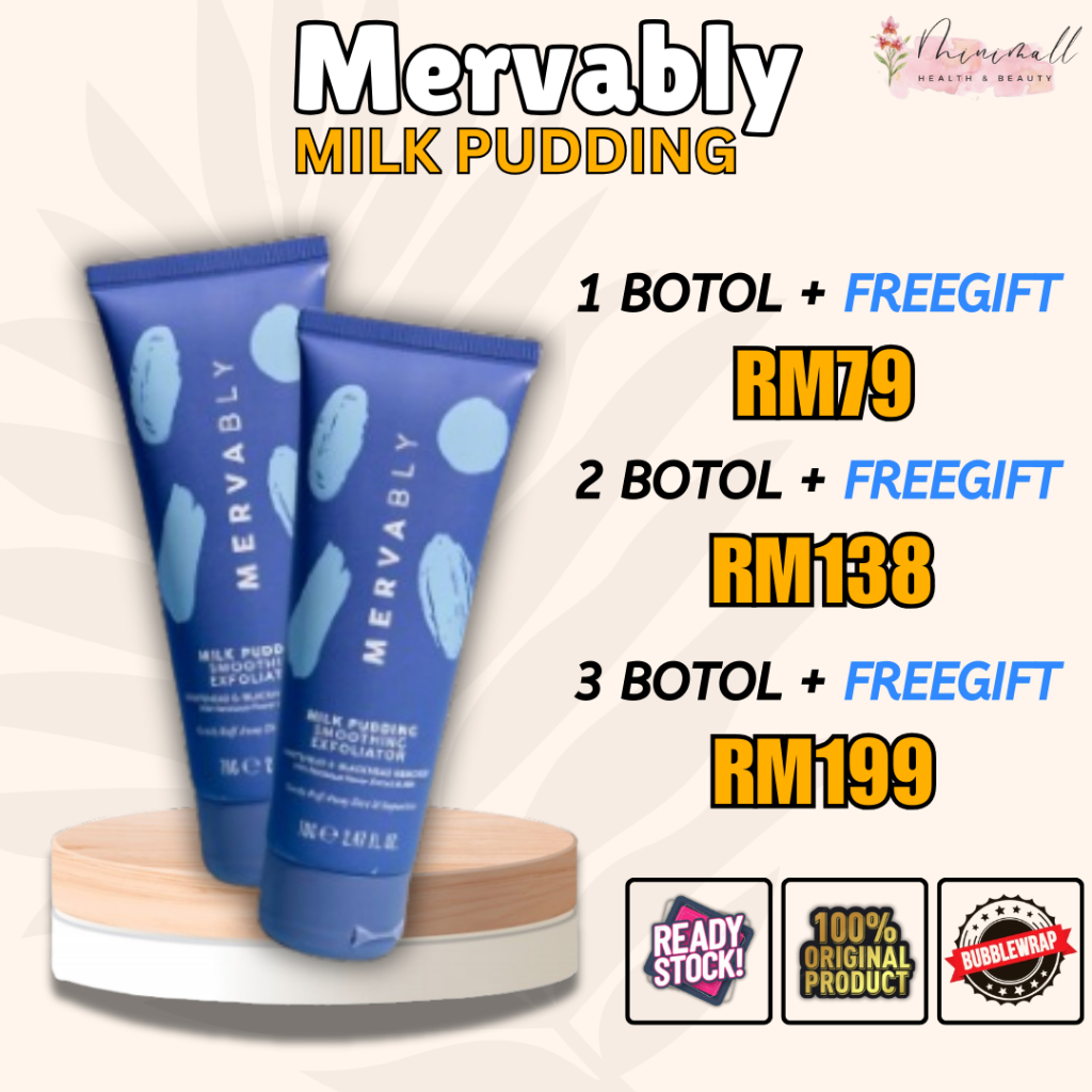[100% ORIGINAL] MERVABLY MILK PUDDING SCRUB MUKA TAK KASAR WHITEHEAD ...