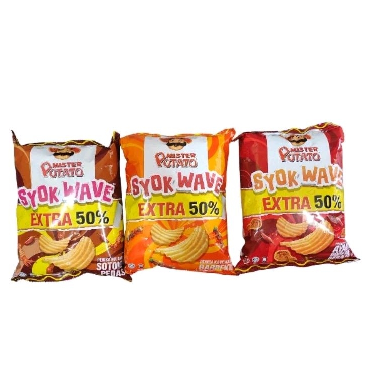 MISTER POTATO SYOK WAVE Extra50% Softpack Kerepek Ubi ORIGINAL/BBQ ...