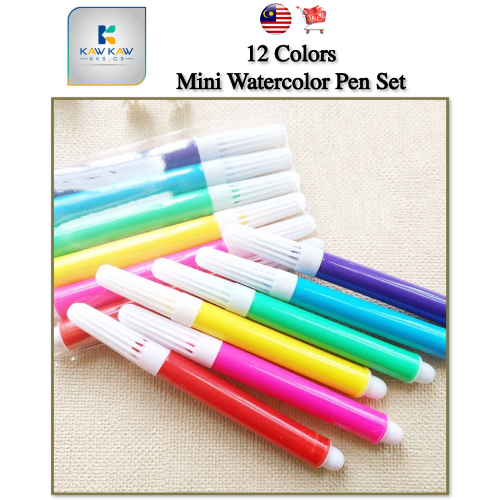 𝐊𝐊𝐒 𝟏𝟐 𝐂𝐨𝐥𝐨𝐫𝐬 𝐌𝐢𝐧𝐢 𝐖𝐚𝐭𝐞𝐫𝐜𝐨𝐥𝐨𝐫 𝐏𝐞𝐧 𝐒𝐞𝐭 🚚 Kids Children Painting Coloring ...