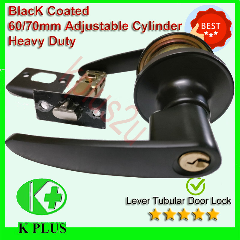 Heavy Tubular lever Black cylindrical stainless steel door lock Tombol ...