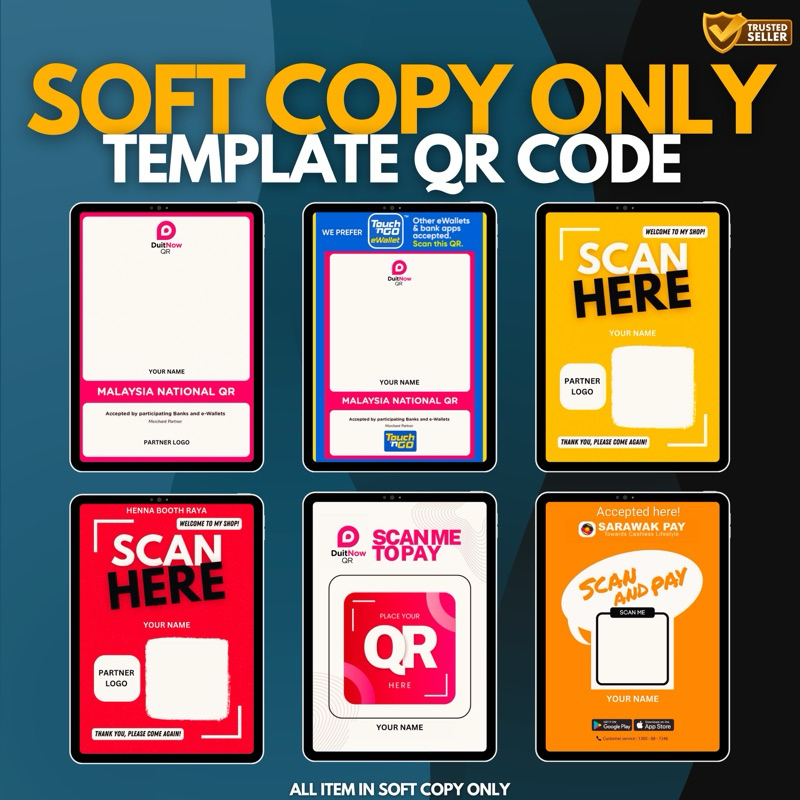 [SOFT COPY] Template QR Code DuitNow / TnG / SarawakPay - Editable ...
