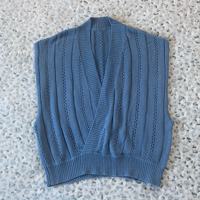 Blue Knit Vest (THRIFT/PRELOVED) | Shopee Malaysia