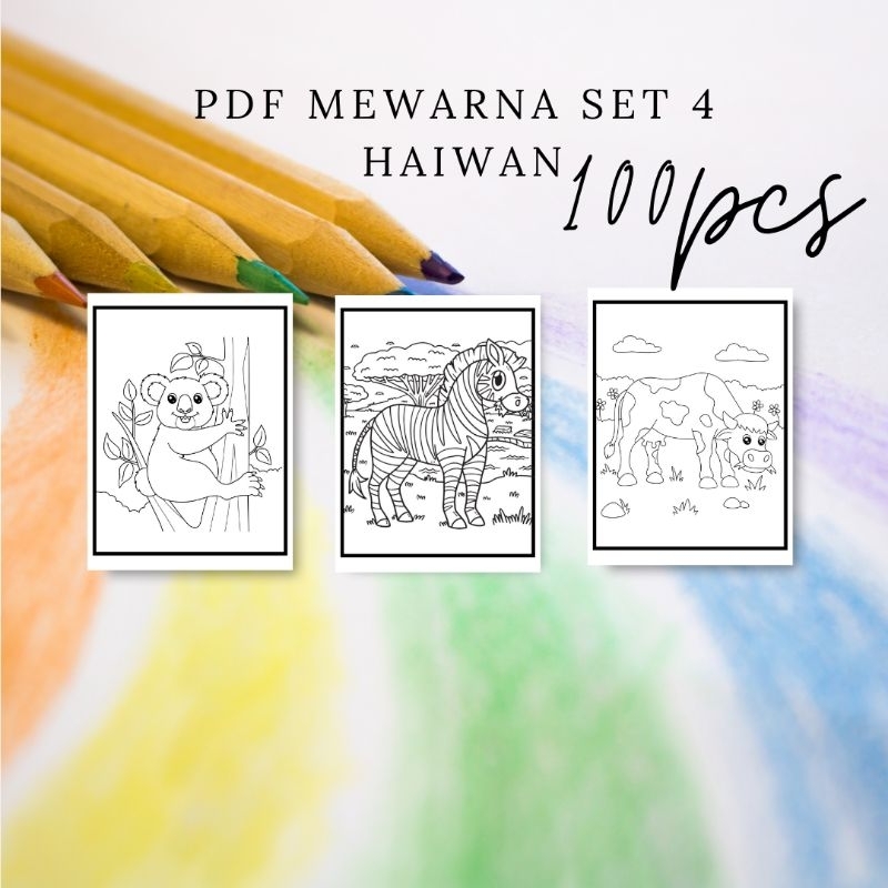 pdf mewarna gambar haiwan,100pcs coloring animals. | Shopee Malaysia
