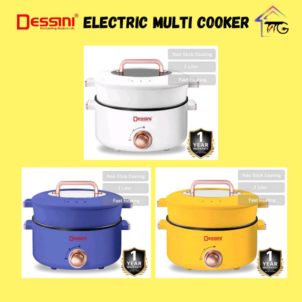 DESSINI ITALY Electric Cooker Steamboat Hot Pot Non Stick Frying Wok ...