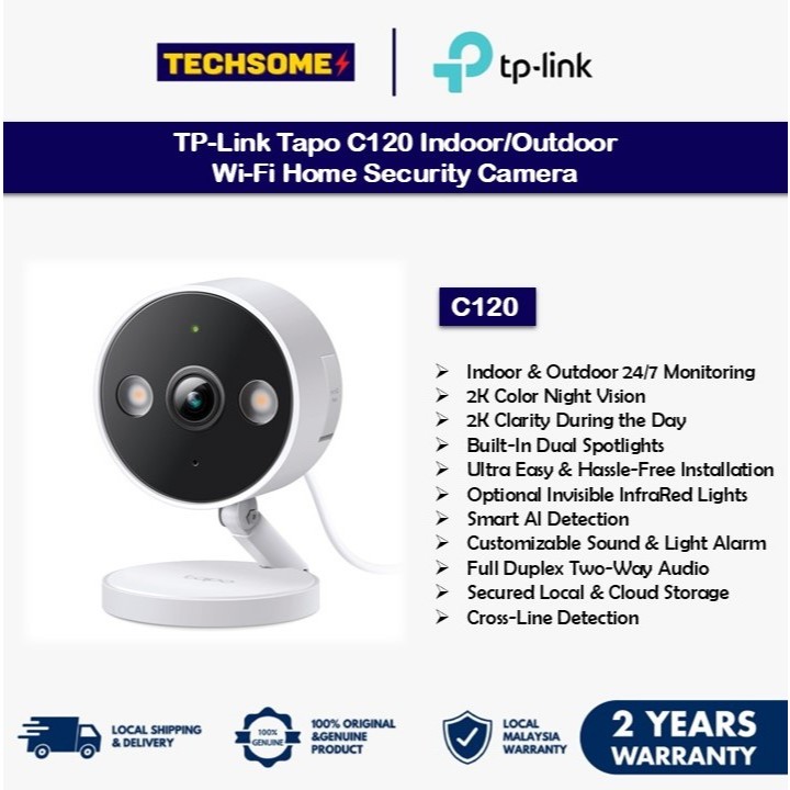 TP-Link Tapo C120 Indoor/Outdoor Wi-Fi Home Security Camera | Shopee Malaysia