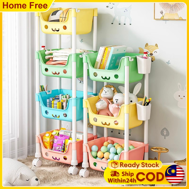 3/4/5 Layer Kids Toys Storage Trolley Storage Rack Multipurpose Storage ...