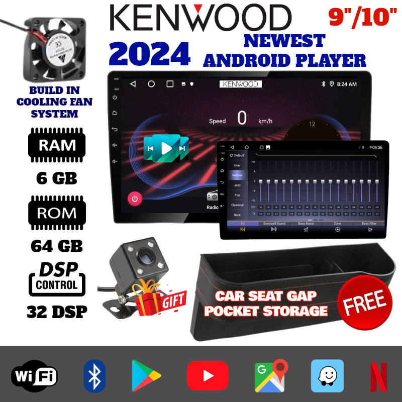 [6GB RAM+64GB ROM]QLED Kenwood Android Player 9"10" inch (FREE SEAT GAP ...