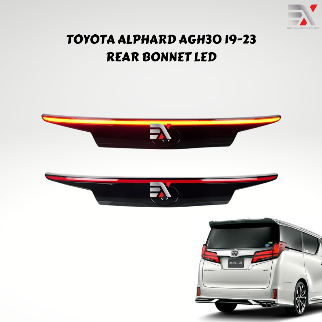 TOYOTA ALPHARD AGH30 19-23 REAR BONNET CENTRE GARNISH LED RUNNING LIGHT ...