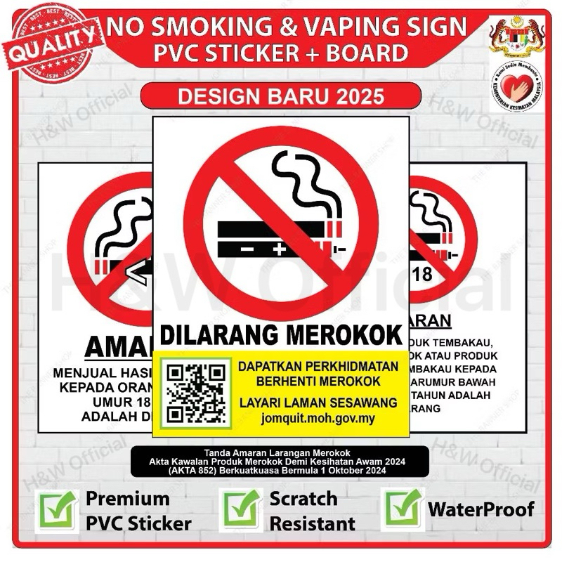 2025 New Design Dilarang Merokok Standart Size KKM 3M Long Life 100% ...