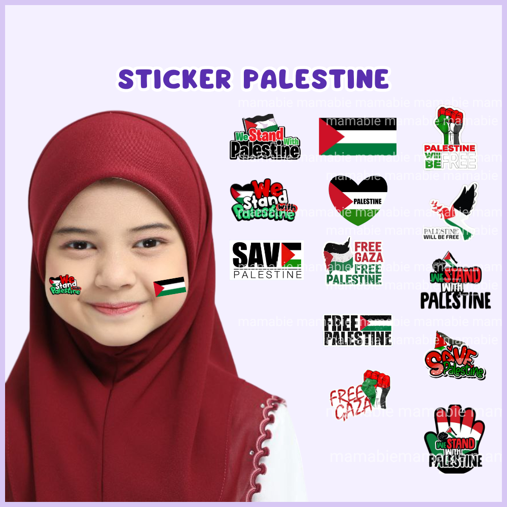 Sticker Palestine Face Sticker Pipi Malaysia Palestin 2025 Bendera Flag ...