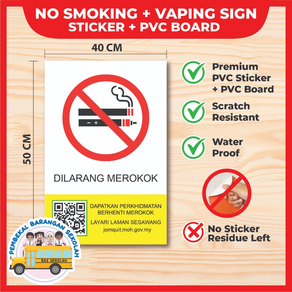 [LATEST 2025] No Smoking & No Vaping Sign (KKM Government Standard) PVC ...