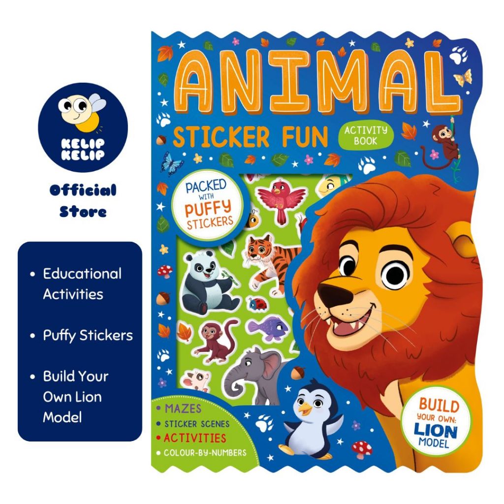 Animal Sticker Fun Activity Book For Kids With Puffy Stickers Mazes ...