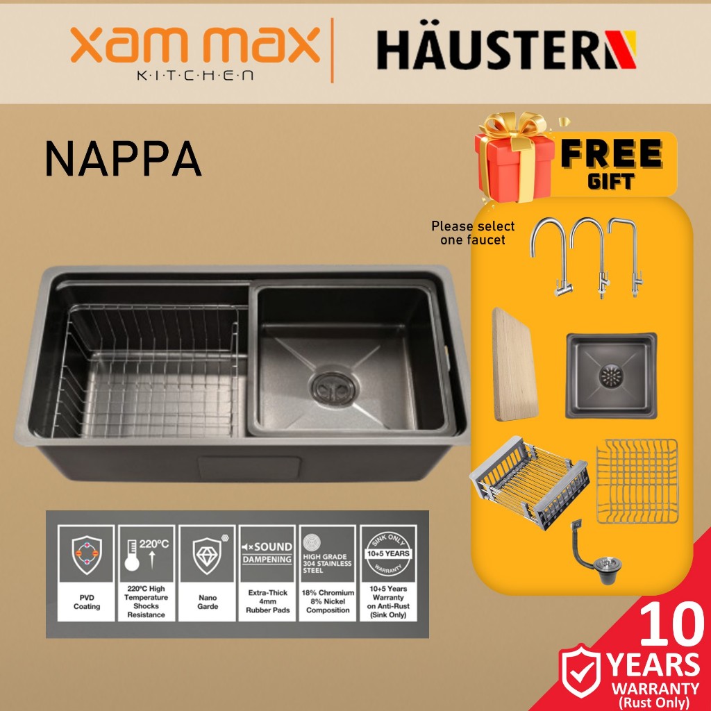 HAUSTERN NAPPA SERIES SUS 304 Stainlees Steel Undermount Kitchen Fusion ...