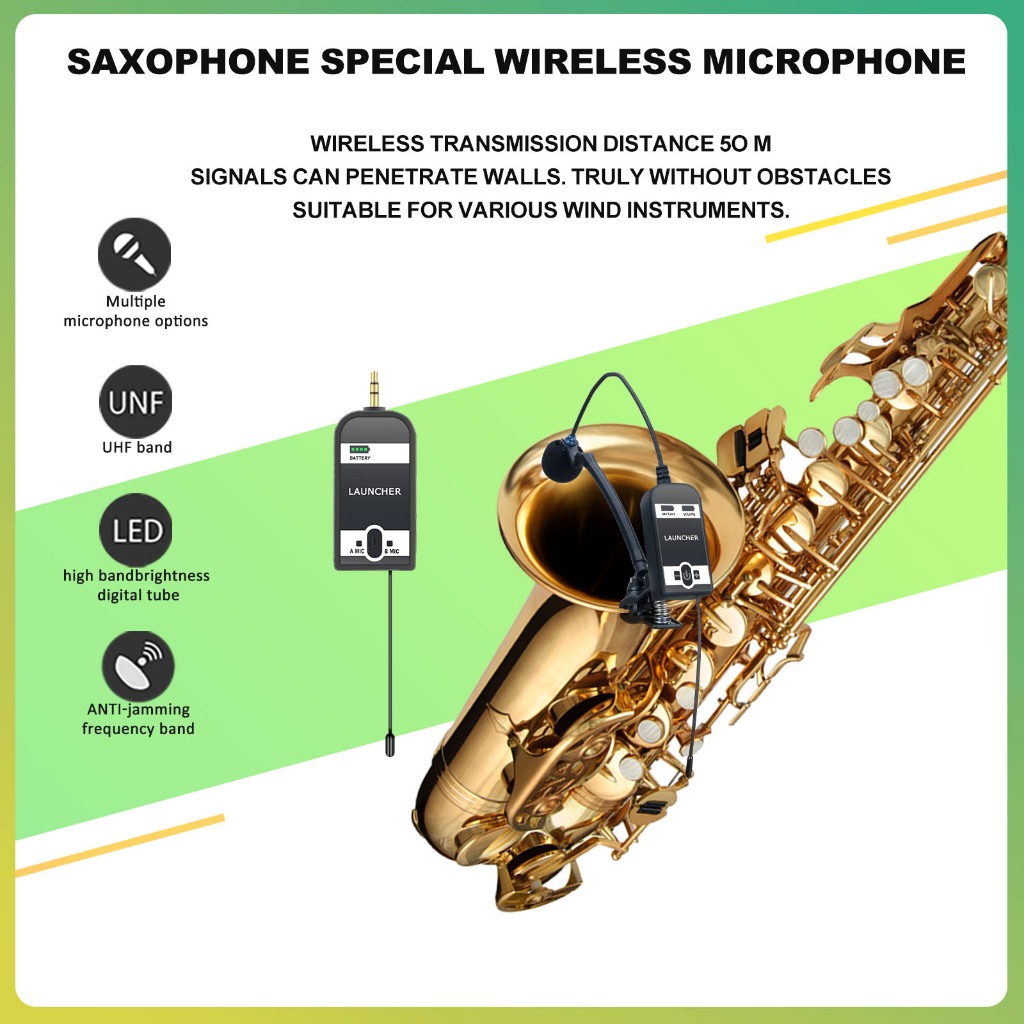 Saxophone trumpet trombone wireless microphone instrument pickup ...