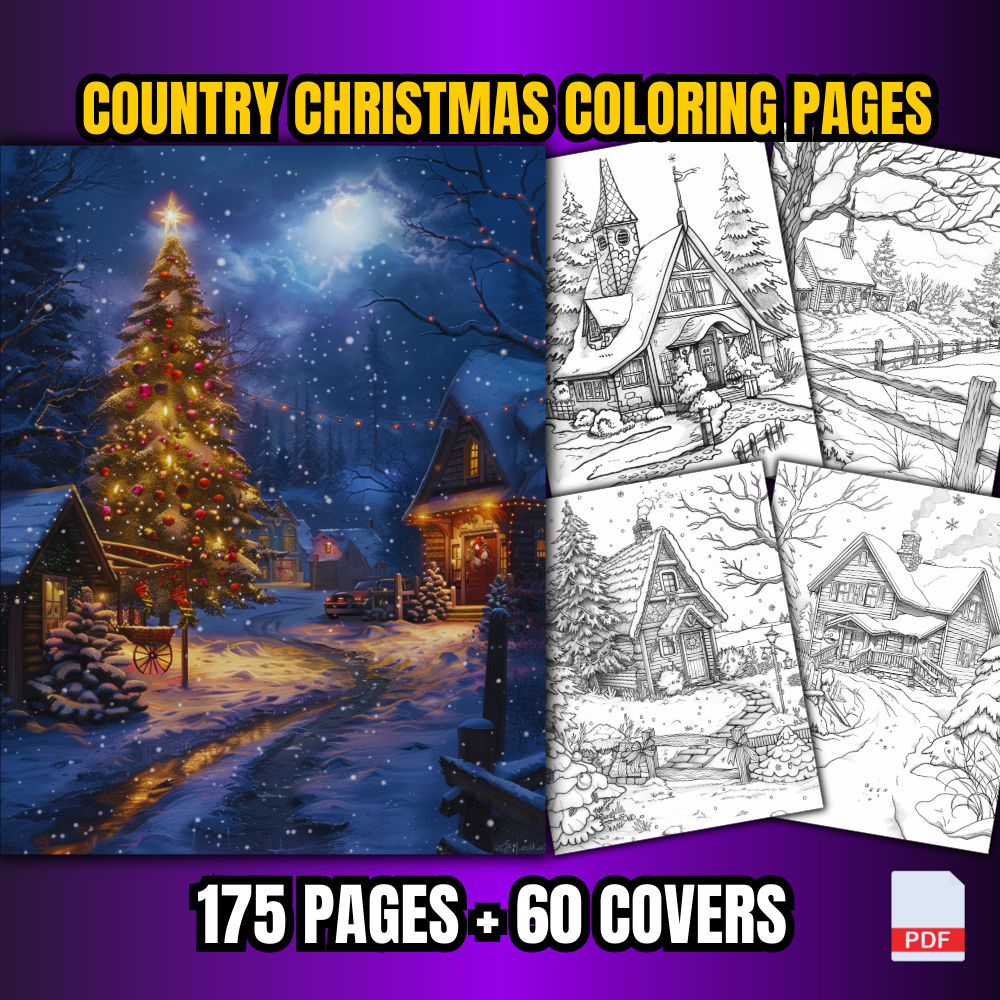 [PDF] COUNTRY CHRISTMAS COLORING PAGES FOR ADULTS (175 PAGES + 60 ...