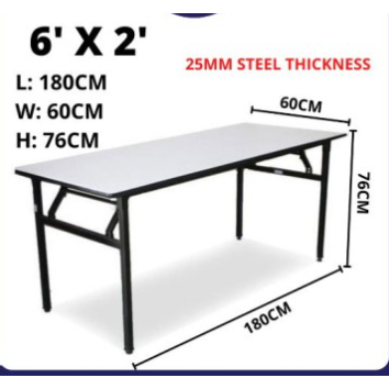 Office Table (EXTRA THICK) 3V Foldable Wood Top Banquet Table 2ft x 6ft ...