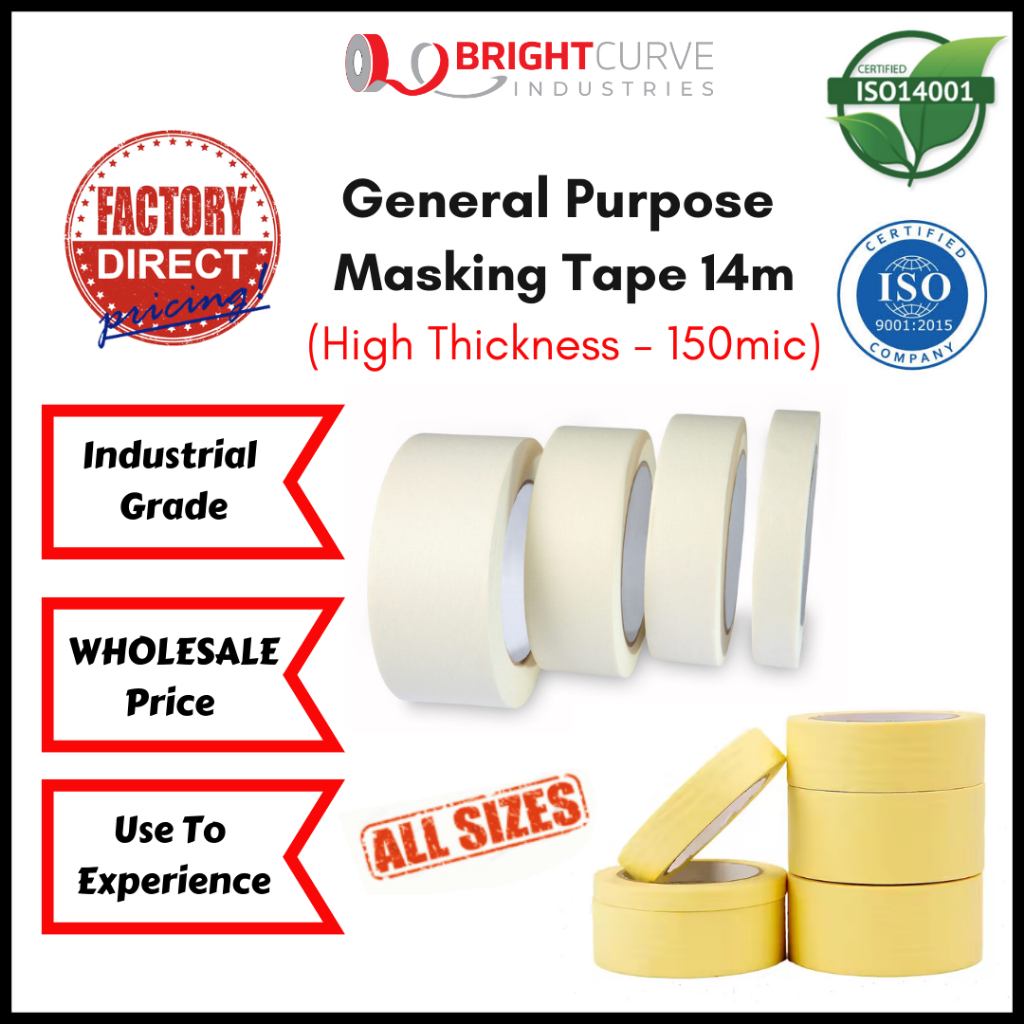 *Grade A* Premium Masking Tape 6mm 12mm 18mm 24mm 36mm 48mm 60mm 72mm ...