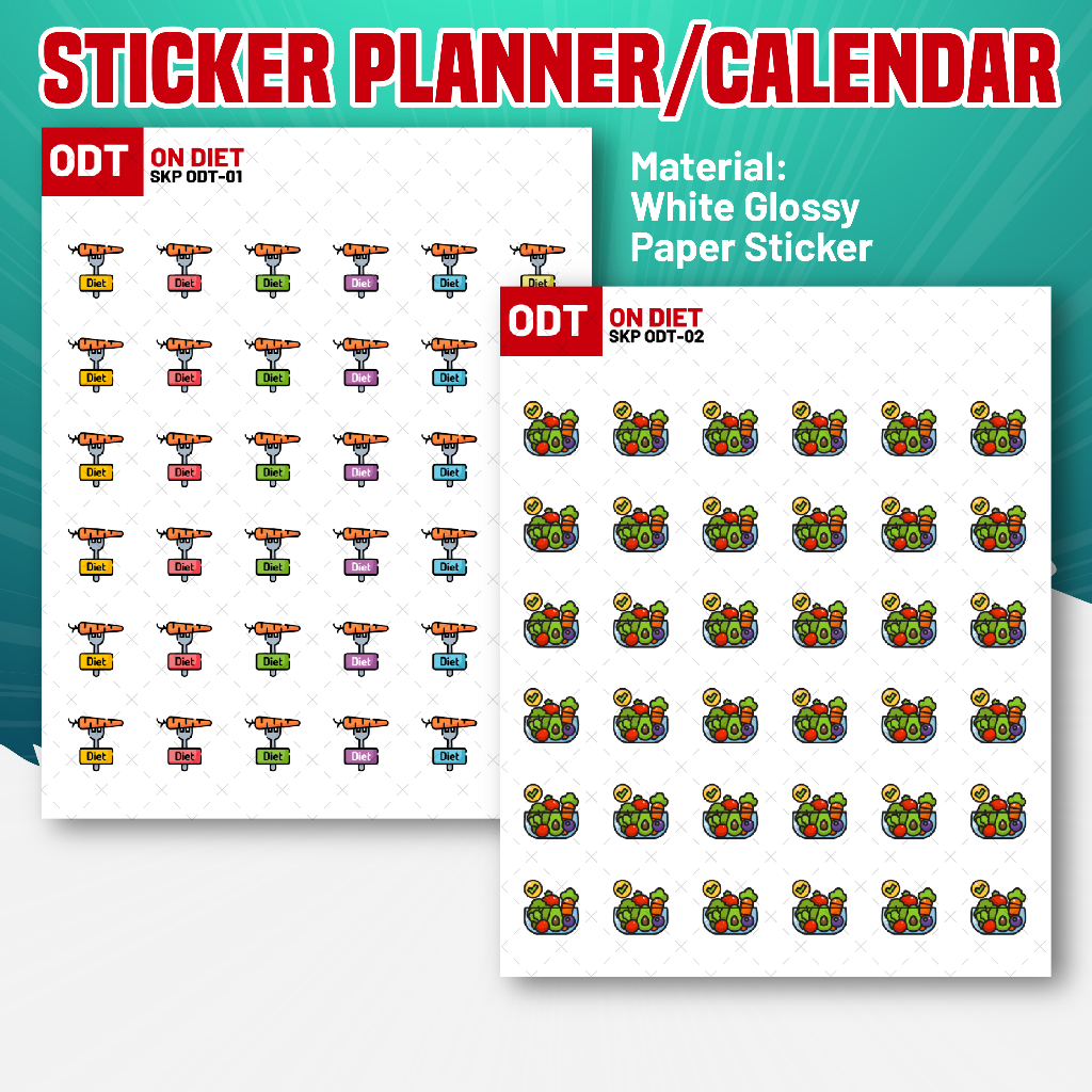 Dieting Healthy Food Reminder Calendar Planner Sticker | Icon Marking ...
