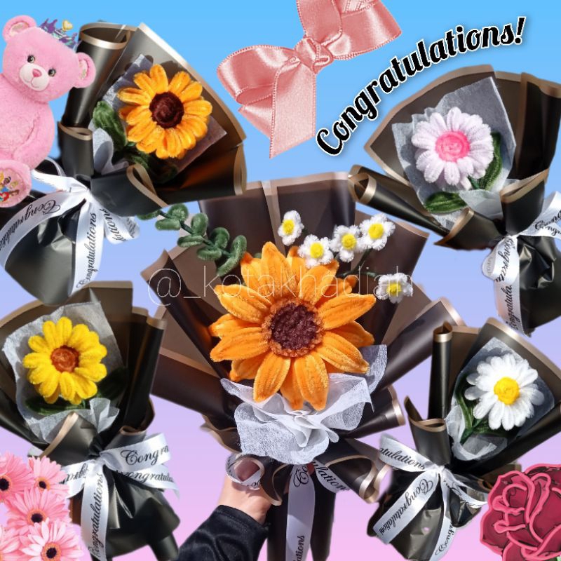 Sunflower Daisy Bouquet Convocation Graduation Chenille Stem Konvo ...