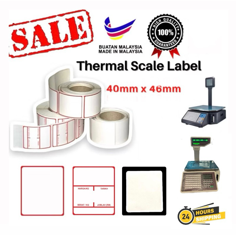Thermal Scale Label Sticker Timbang Sticker 40mm x 46mm 58mm x 38mm ...