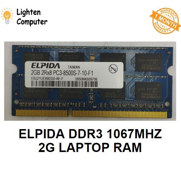 ELPIDA DDR3 2GB 2Rx8 1066 MHz Laptop RAM | SODIMM RAM - Used | Shopee ...