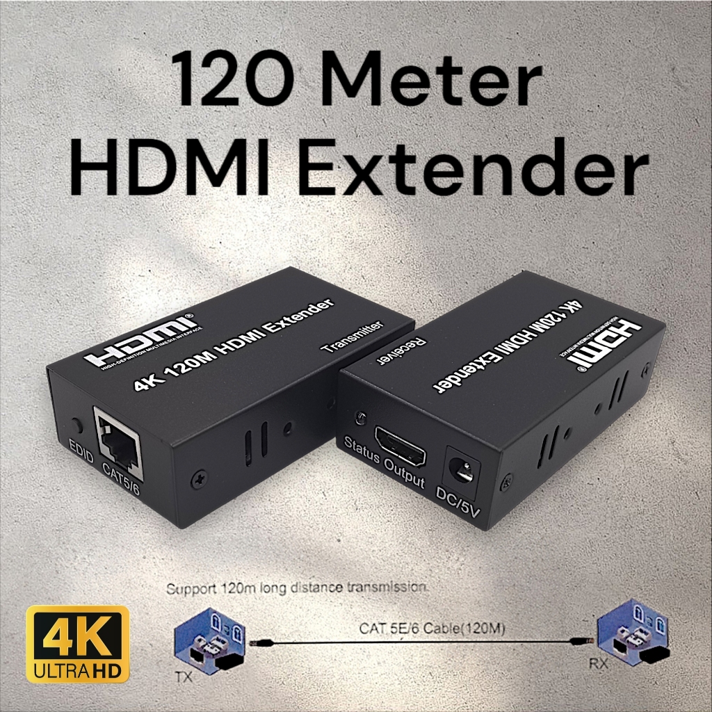 **Hight Quality** 4K 120 Meters HDMI RJ45 Extender Cat 5/Cat 6 | Shopee ...