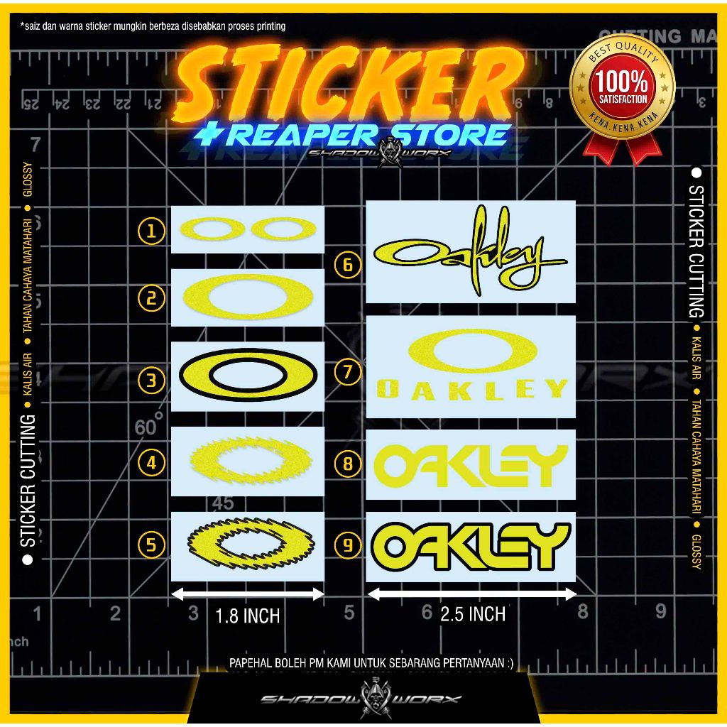 STICKER CUTTING OAKLEY FLUORESCENT ROSSI LOGO / PANTUL CAHAYA ...