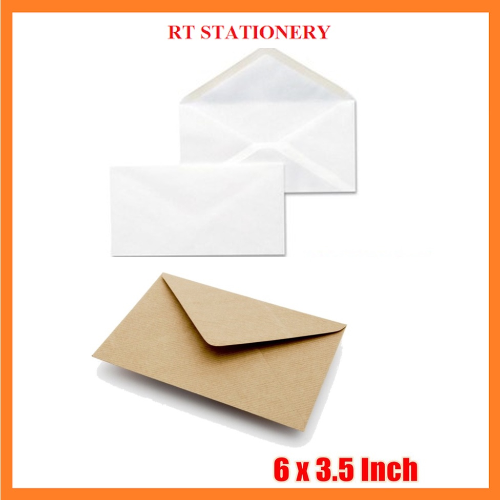 6" x 3 1/2" White / Brown Envelope without Window 20pcs | Shopee Malaysia