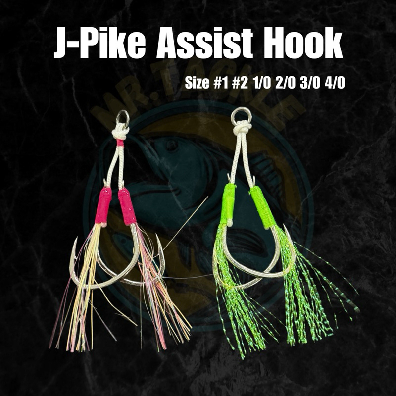 【MR.T】J-Pike Double Assist Hook Mata Kail Jig Hook for Metal Jig 40g ...
