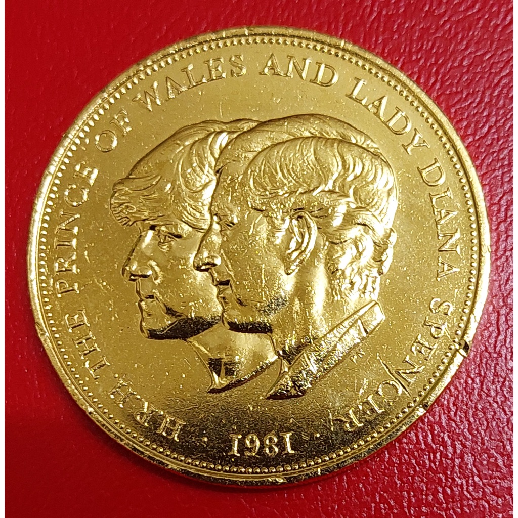 (Pure gold plated coins) HRH 1981 Prince Lady Diana 28.5gram 戴安娜王妃殿下 ...