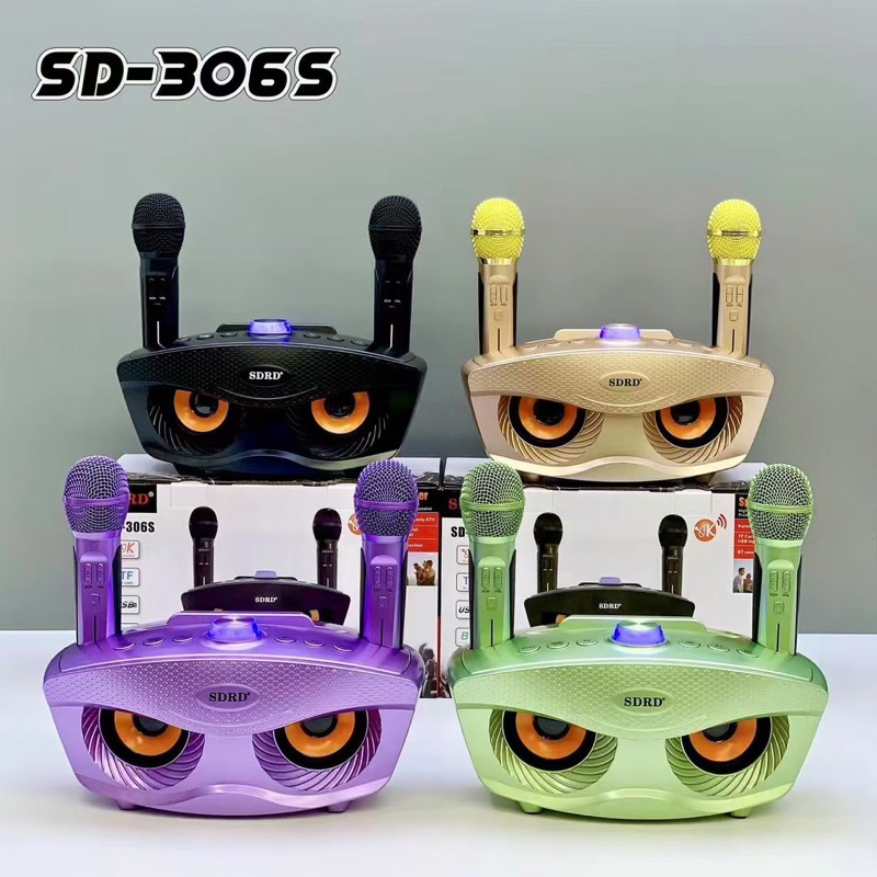 SPEAKER BURUNG HANTU SDRD 306S EDISI TERHAD WARNA-WARNI SISTEM KARAOKE BLUETOOTH 2 MIKROFON ...