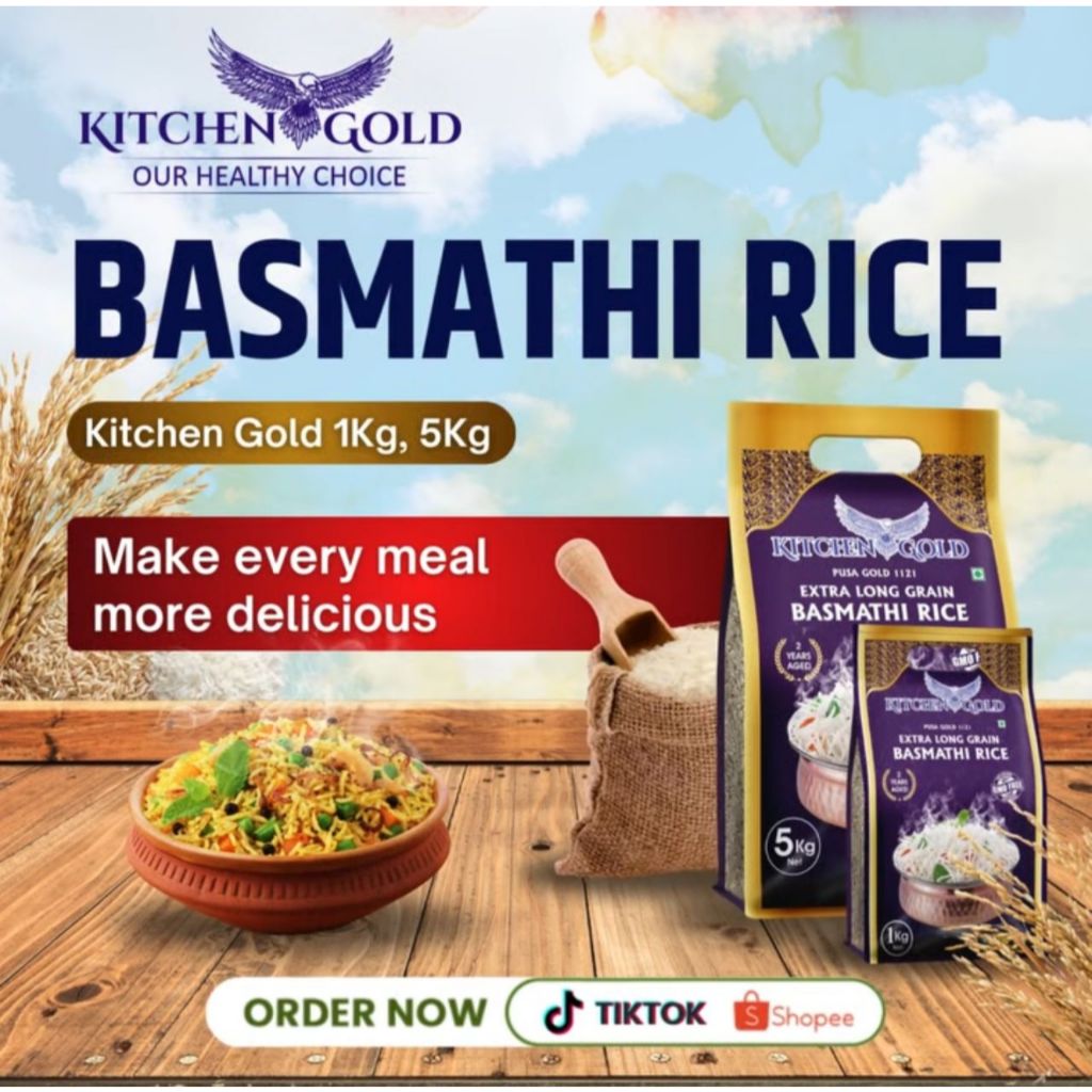 KITCHEN GOLD Basmathi Rice/Biryani Rice - 1 kg , 5 kg | Shopee Malaysia