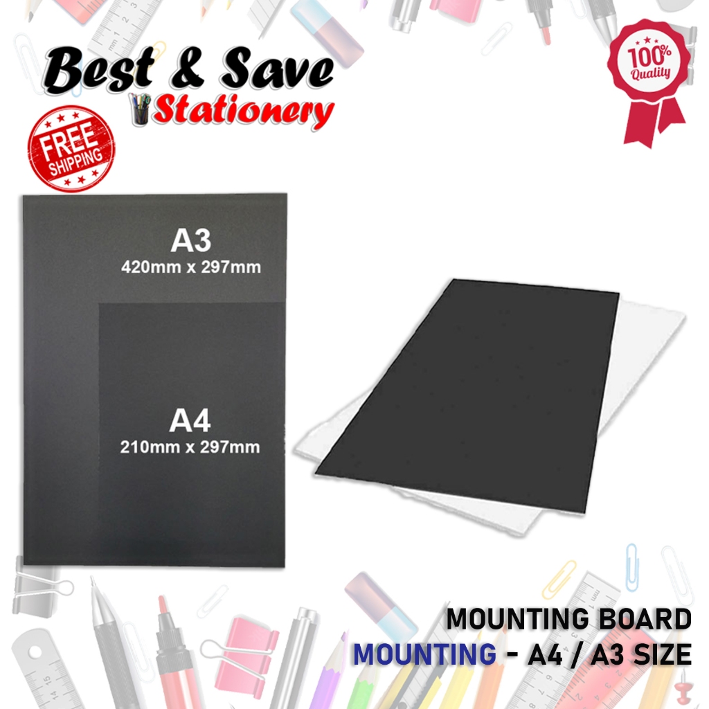 BEST SAVE 1's A4 A3 A1 Black Mounting Board Art DIY School Office Black ...