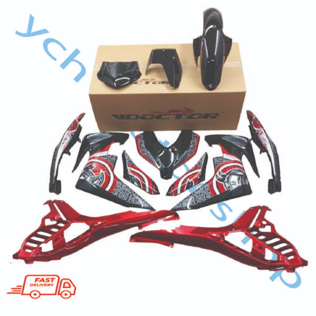 YAMAHA Y16 Y16ZR Y16 ZR V1 BATIK HITAM MERAH BODY COVER SET STICKER ...