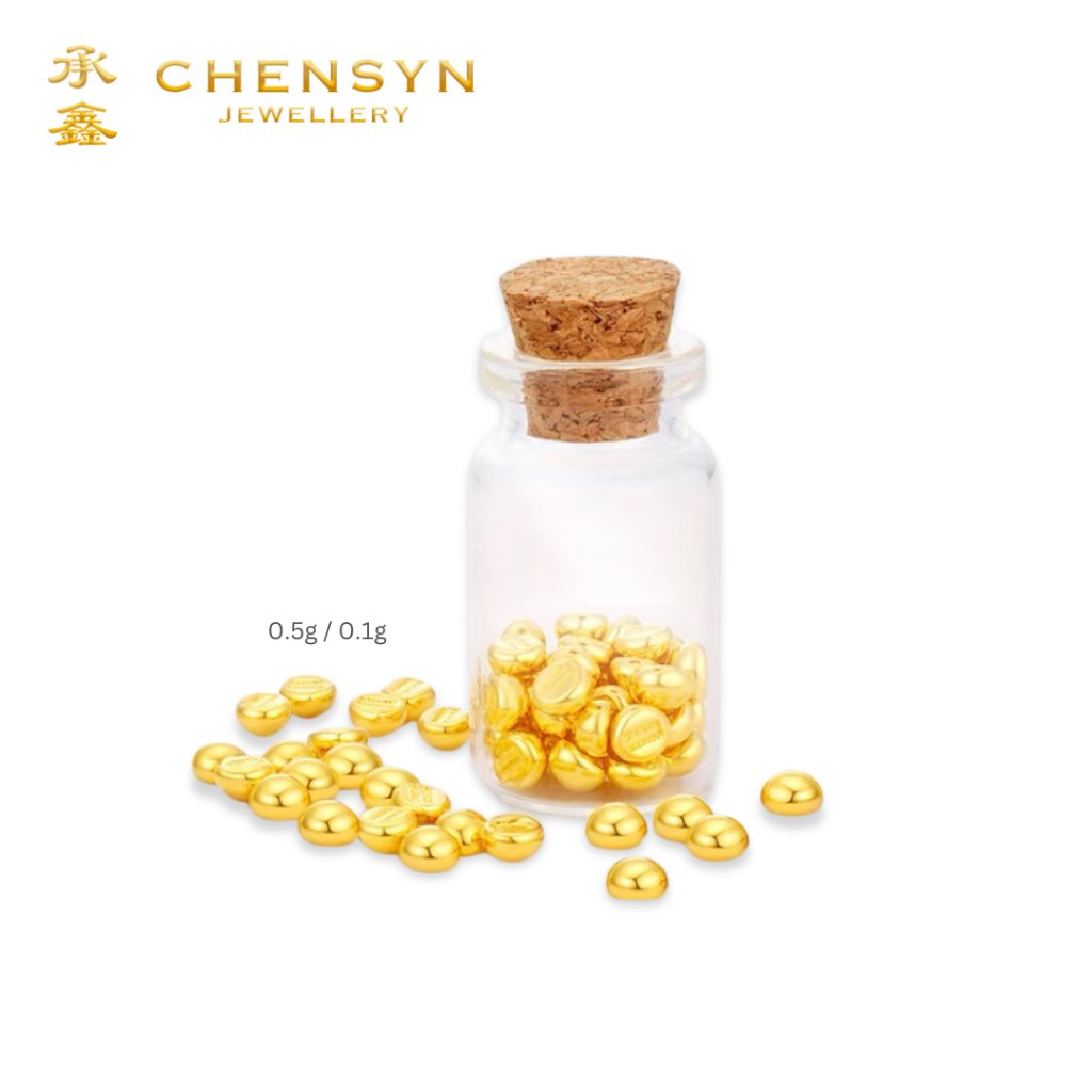 CHENSYN 999.9/24K Pure Gold Bean Emas 999 Gold Bean Pamp Bar 0.1g 0.5g ...