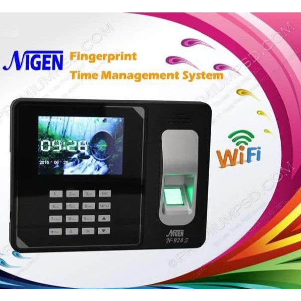 Nigen N-928S Fingerprint Time Attendance Recorder C/W Backup Battery ...