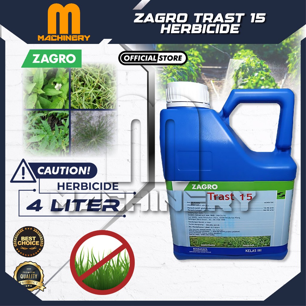 M.Machinery 4 Liter ZAGRO Trast 15 Glufosinate Ammonium Herbicide Racun ...