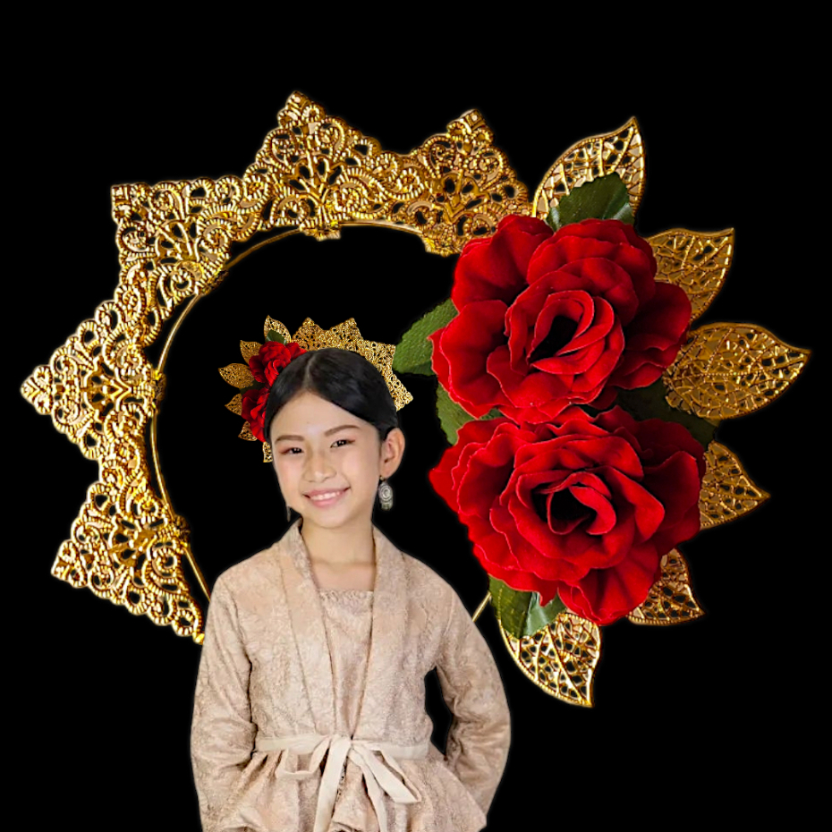 Cekak Sanggul Lintang bunga mawar baldu ros rose Merdeka tradisional ...