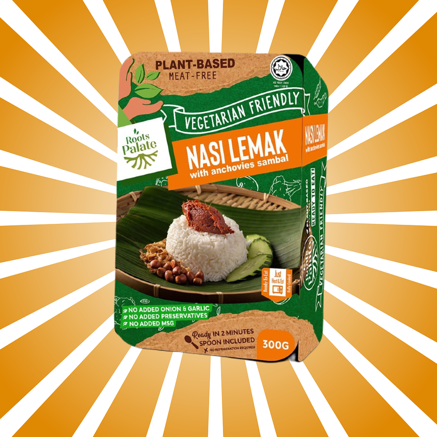Nasi Lemak Vegetarian + Sambal Ikan Bilis - Boleh Microwave, Kukus ...